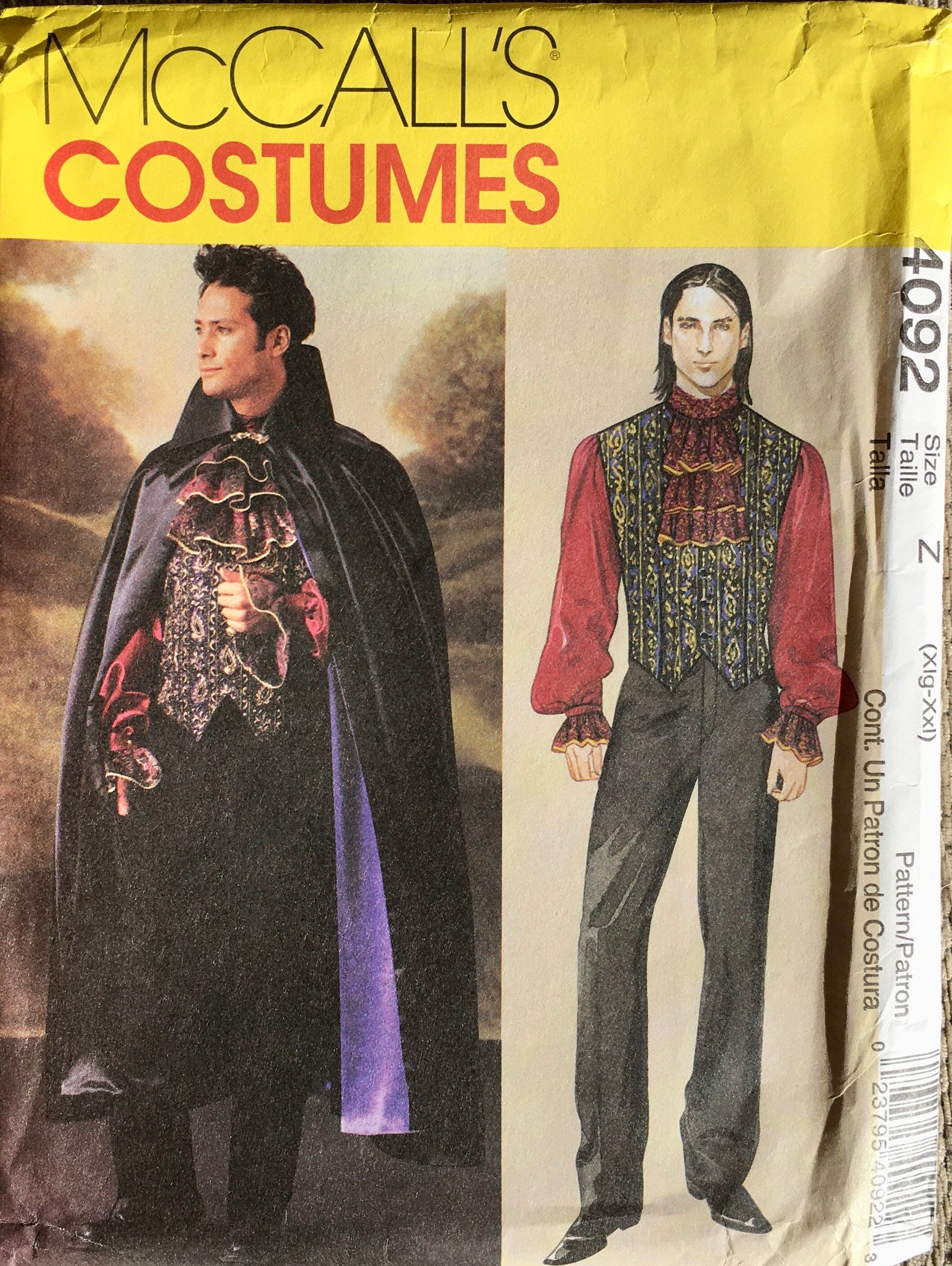 Vampire Costume Pattern Lined Cape Vest Shirt Jabot in - Etsy