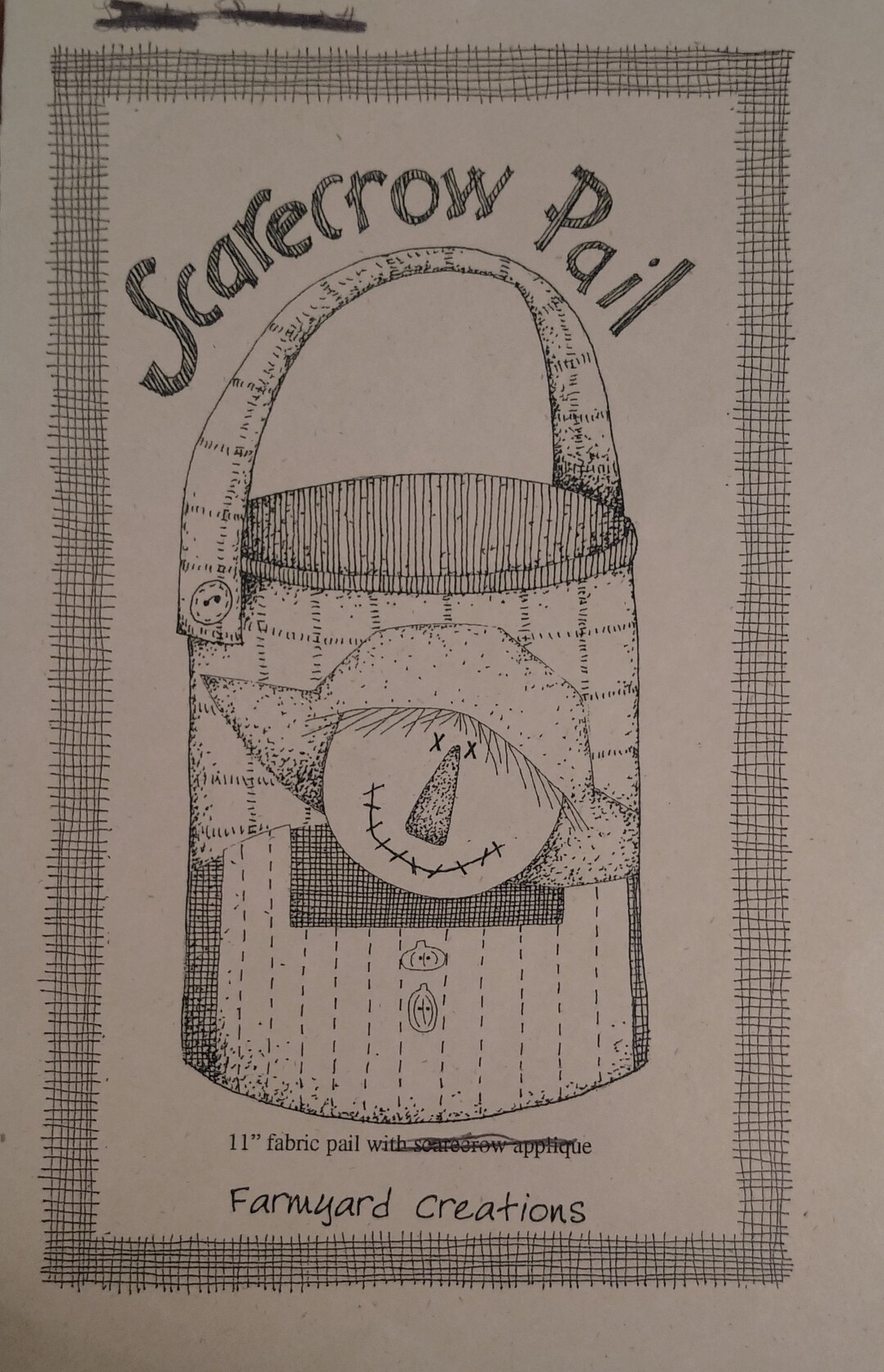 Scarecrow Pail Pattern for an Appliquéd and Embroidered Fabric Pail ...