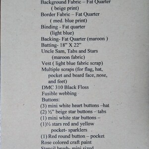 Uncle Sam Pattern for Patriotic Embroidered & Appliquéd Quilt From ...
