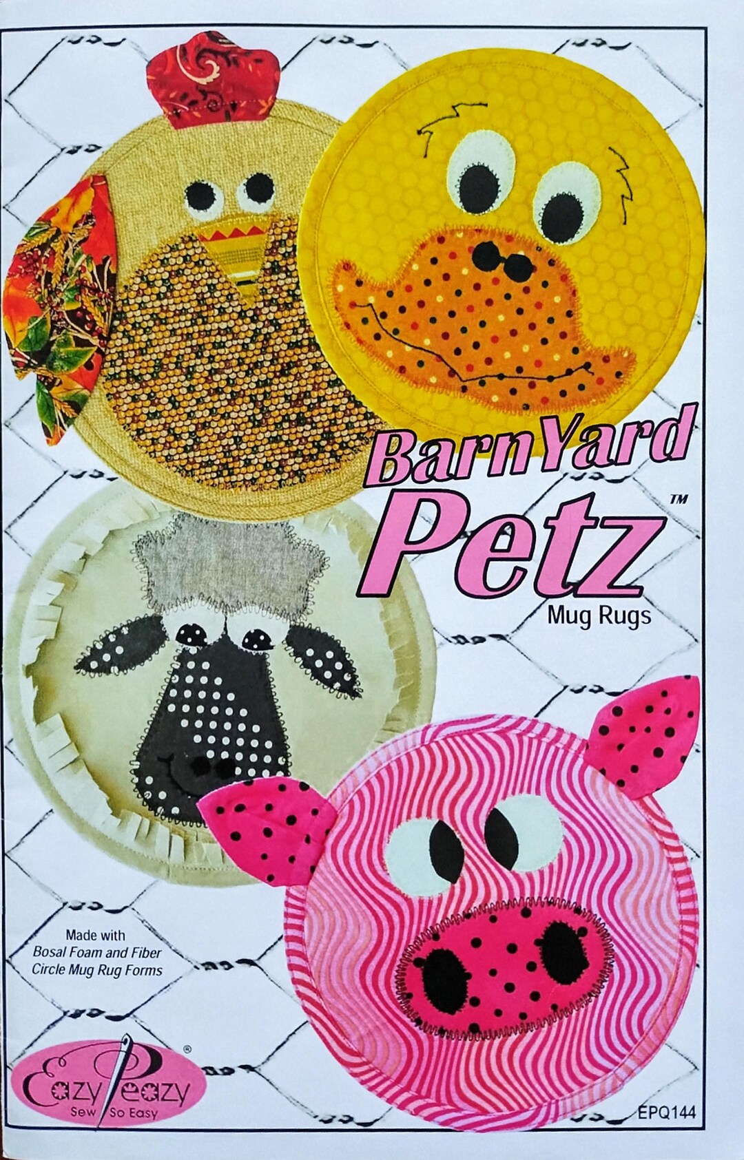 Barnyard Petz Pattern for Farm Animal Mug Rugs or Children's Placemats ...