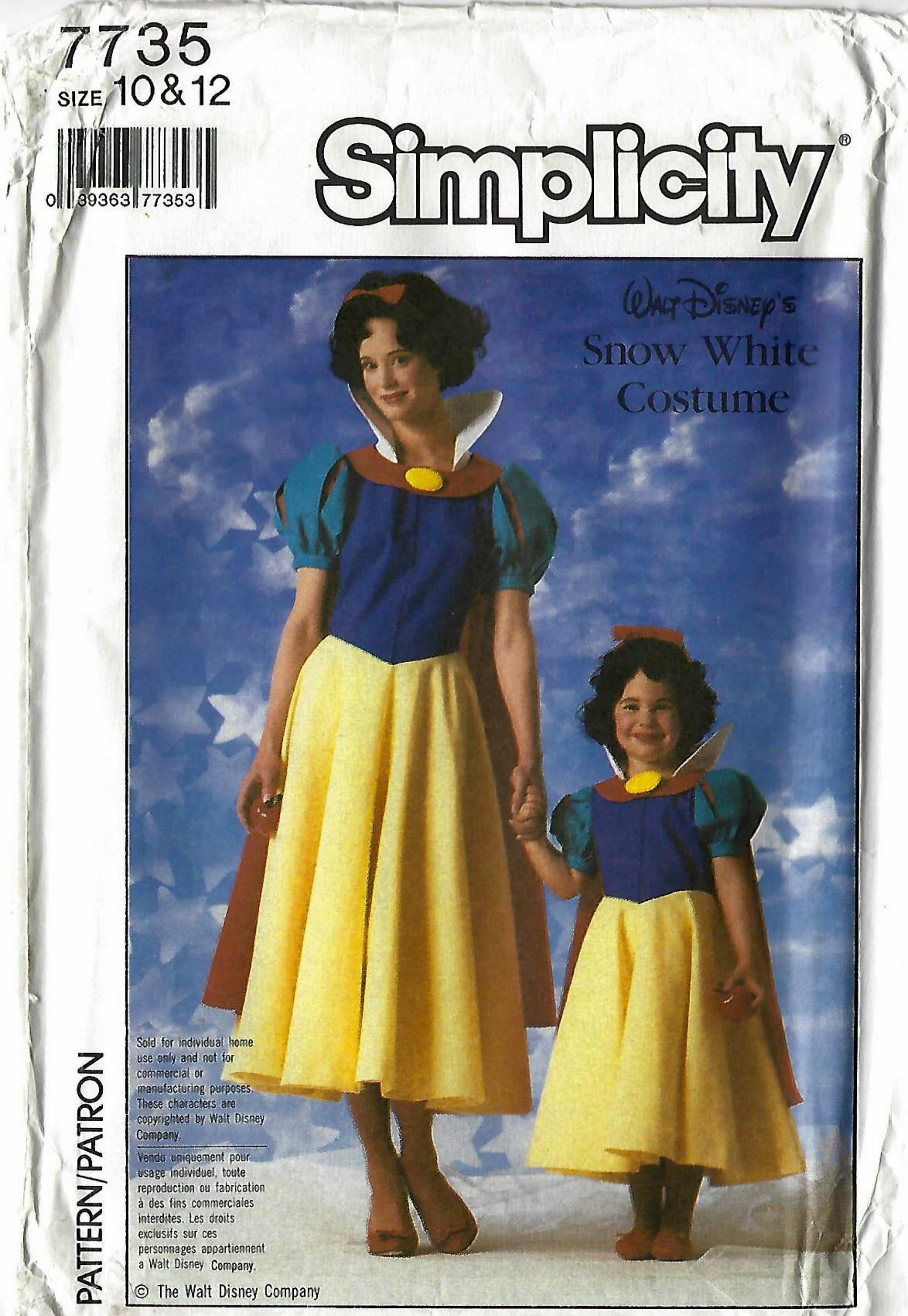 Walt Disney's Snow White costume pattern dress collar | Etsy