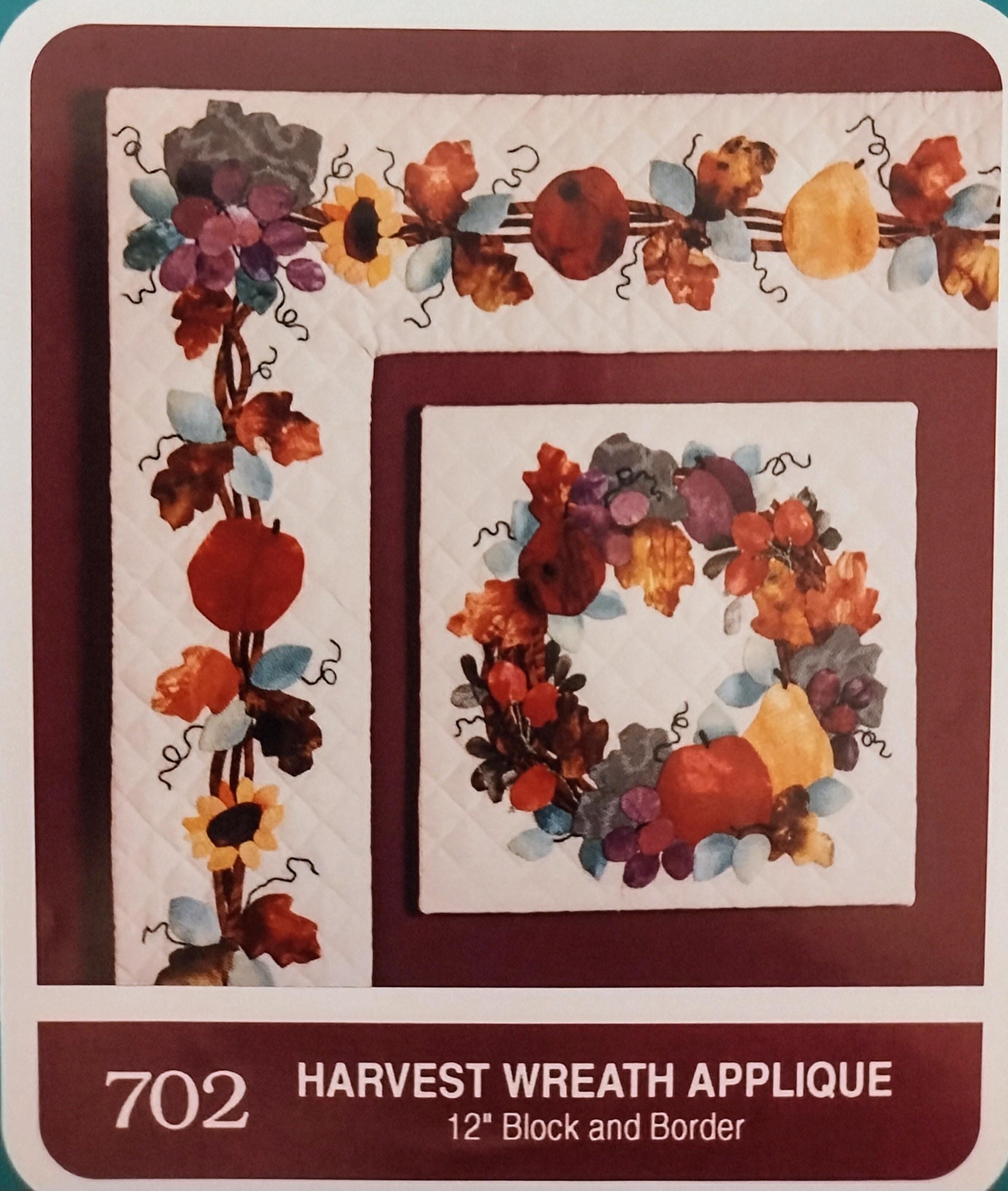 Harvest Wreath Pattern for a 12" Applique Quilt Block and Border From ...