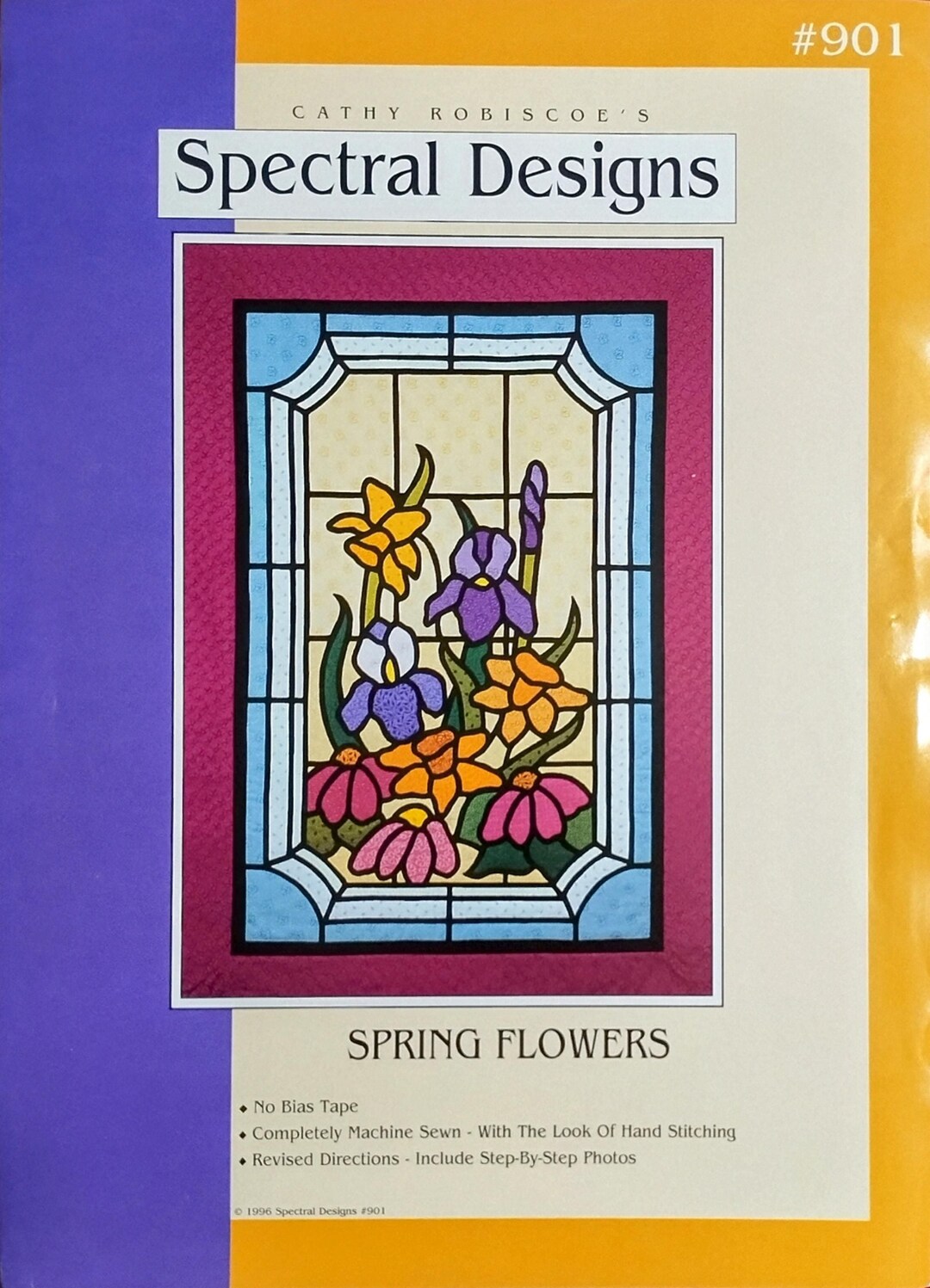 Spring Flowers Pattern for a Stained Glass Style Wall Hanging Quilt ...