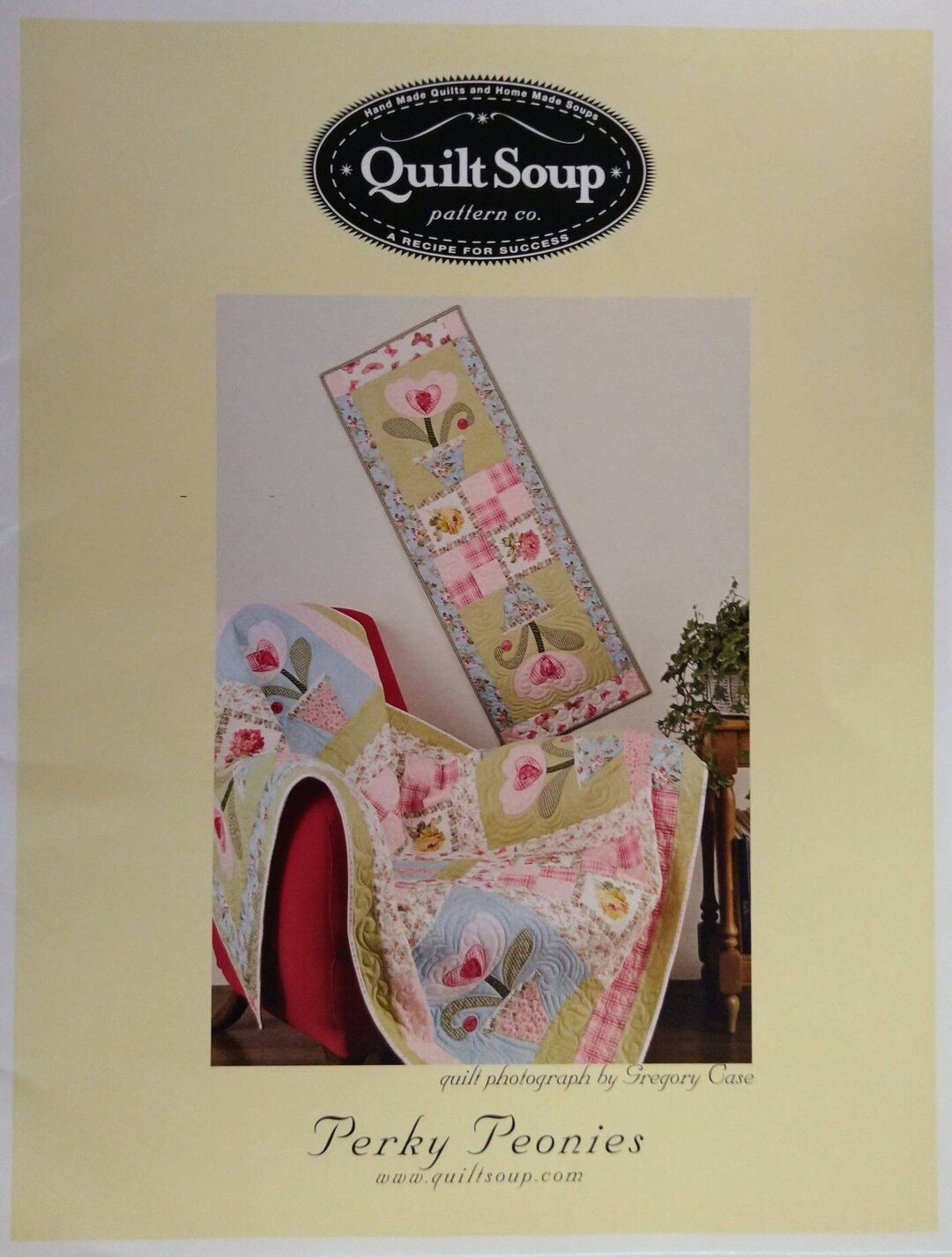 Perky Peonies Pattern for a Floral Table Runner & Wall Hanging Quilt ...