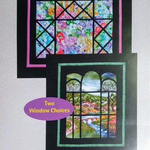 Through My Window Pattern for a Stained Glass Look Wall Hanging Quilt in 2 Styles by Daphne ...