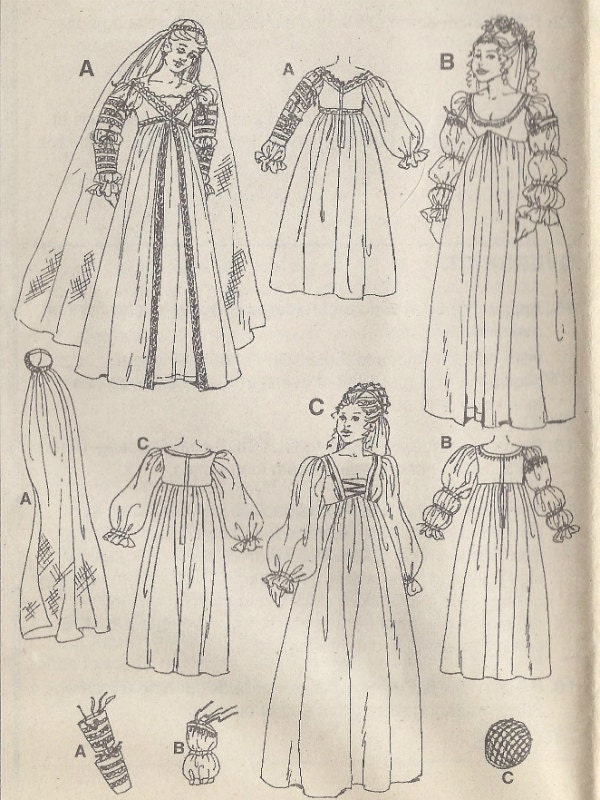 Renaissance wedding gown pattern and other Medieval gowns in | Etsy