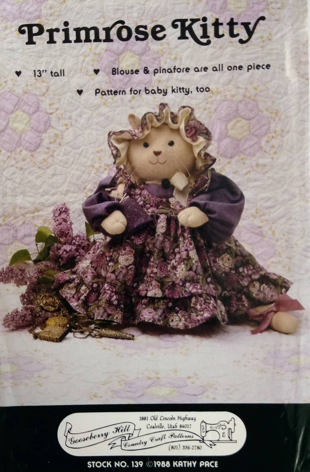 Primrose Kitty Pattern for a Stuffed Cat Wearing a Blouse, Pinafore ...