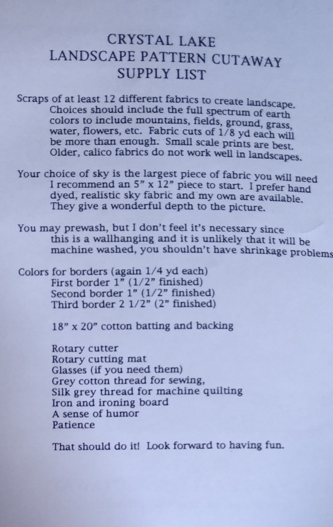 Crystal Lake Pattern for a Landscape Quilt Designed by Kathie Alyce for ...