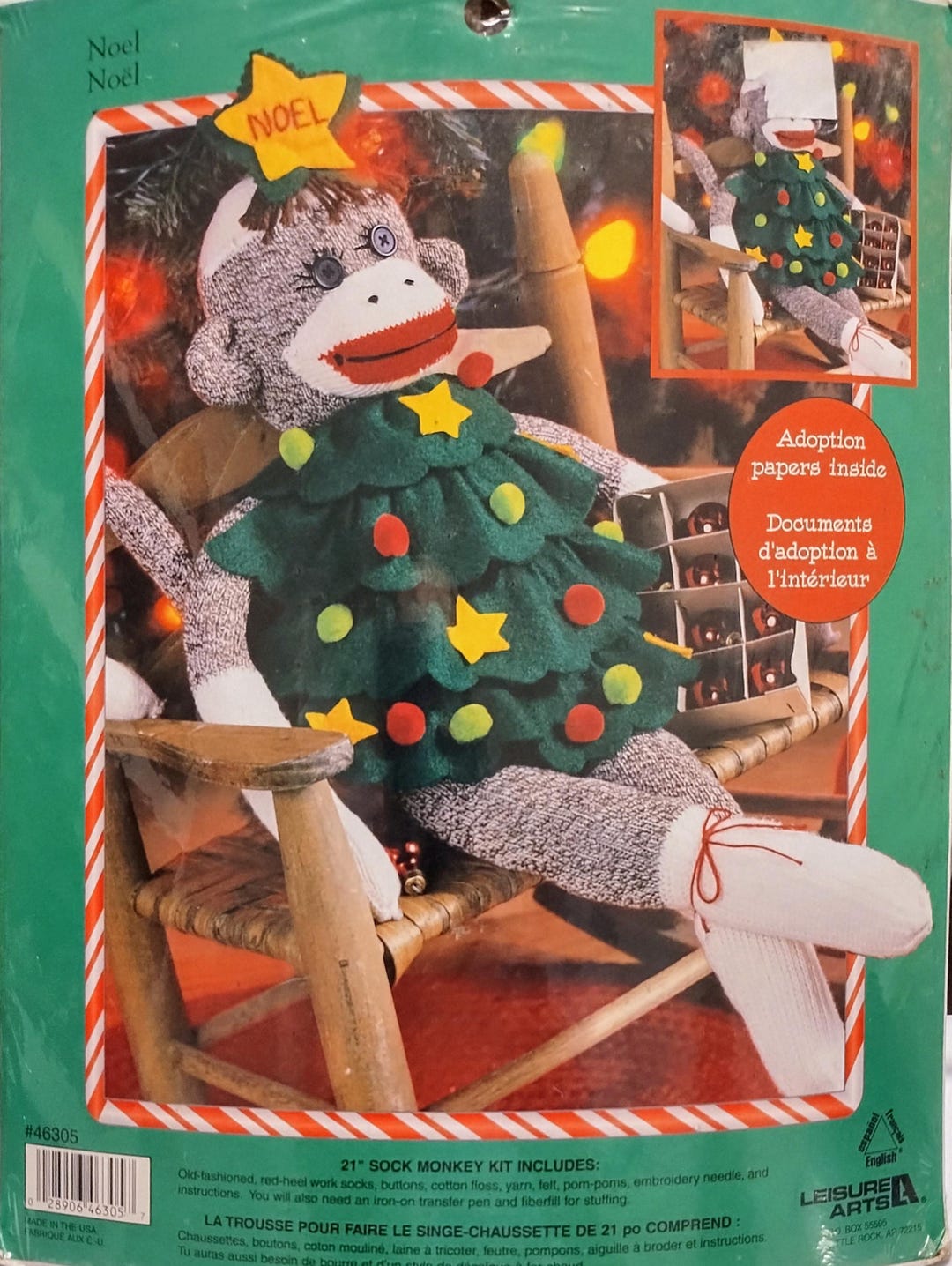 Noel the Stuffed Christmas Tree Sock Monkey Kit From Leisure Arts 46305 ...
