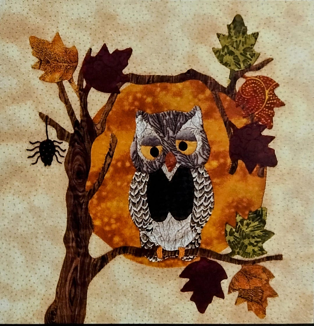 Tree Owl Quilt Pattern - Block 1 of the Baltimore Halloween Series ...
