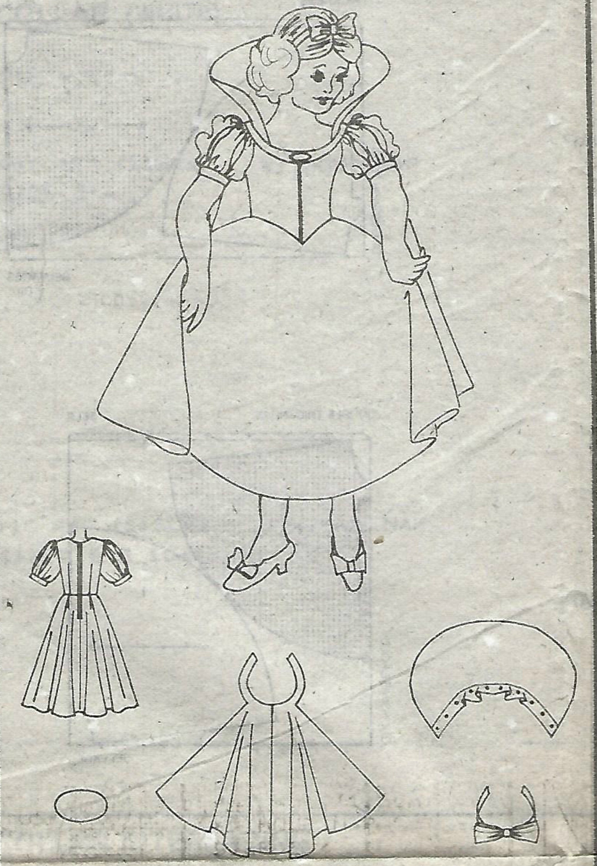 Walt Disney's Snow White costume pattern dress collar | Etsy