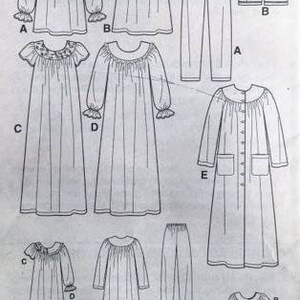 Nightgown pattern with sleeve variations robe pajama top | Etsy