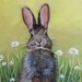 Rabbit Rabbit painting Rabbit with flowers Rabbit print | Etsy