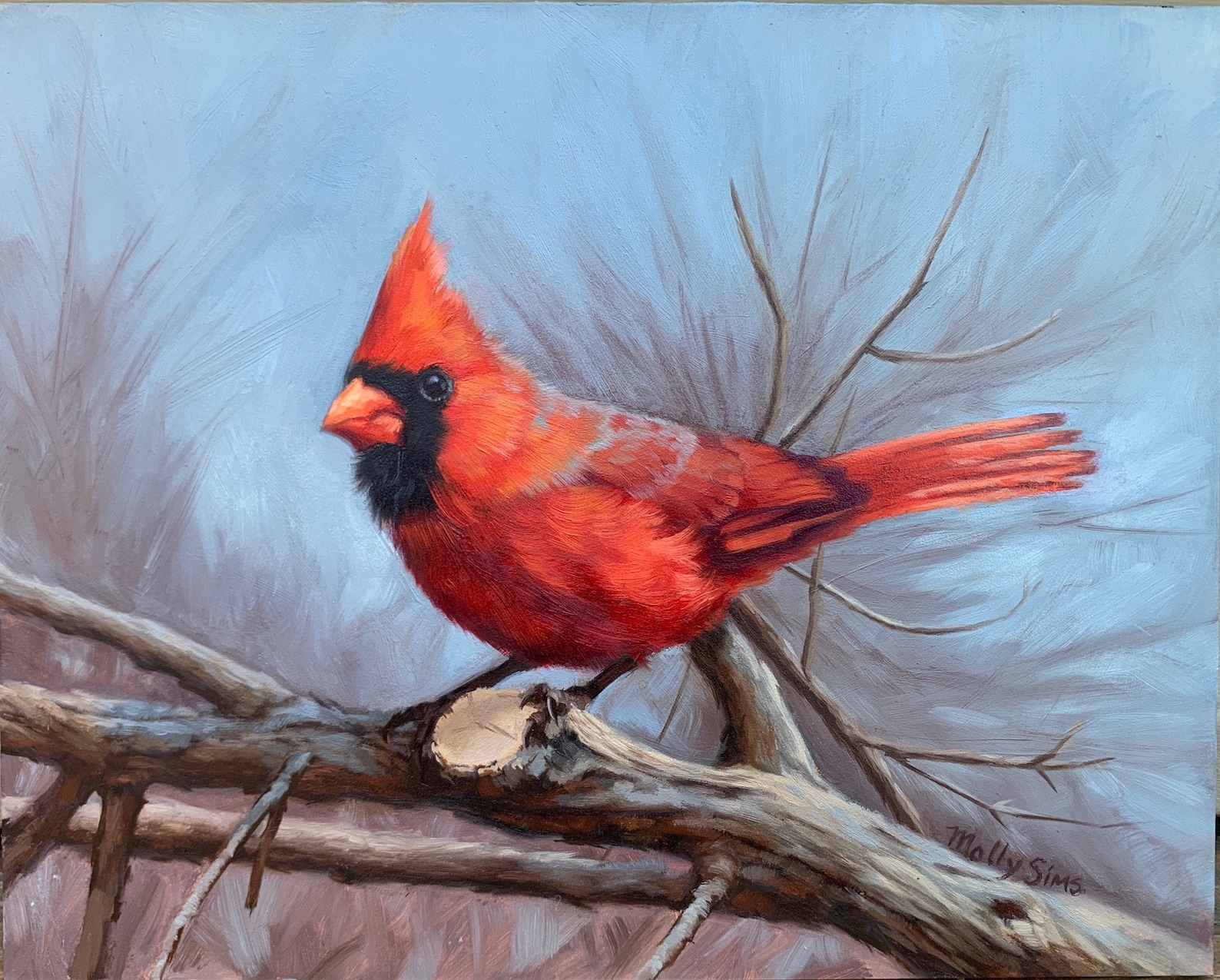 Cardinal Painting Bird Painting Bird Art Male Cardinal | Etsy