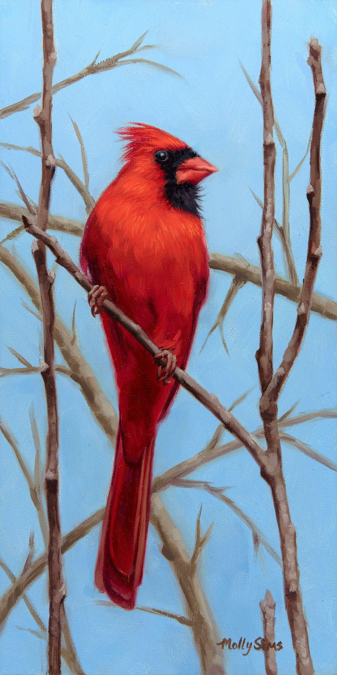 Red Cardinal Cardinal Painting Bird Painting Cardinal | Etsy