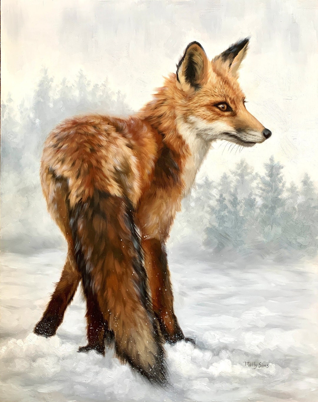 FOX - Red Fox and Kit - Fox Painting - Fox Print - Realistic Art ...