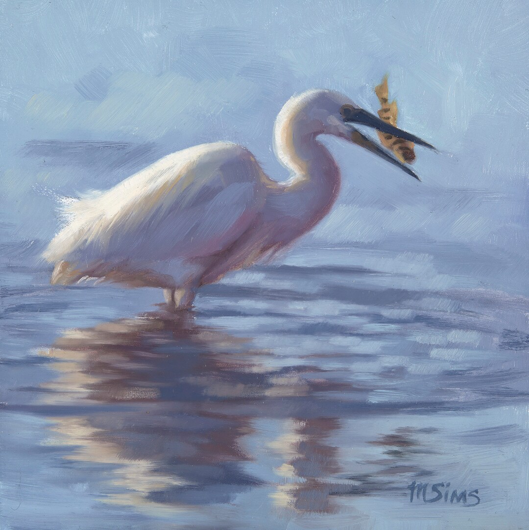 Egret - Egret Art - Wildlife - White Egret - Bird Painting - Egret ...