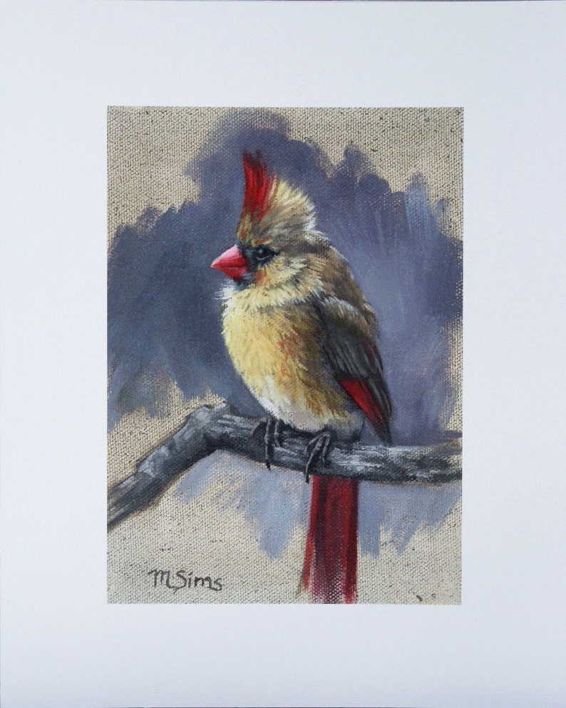 Female Cardinal Bird Painting Open Edition Print - Etsy