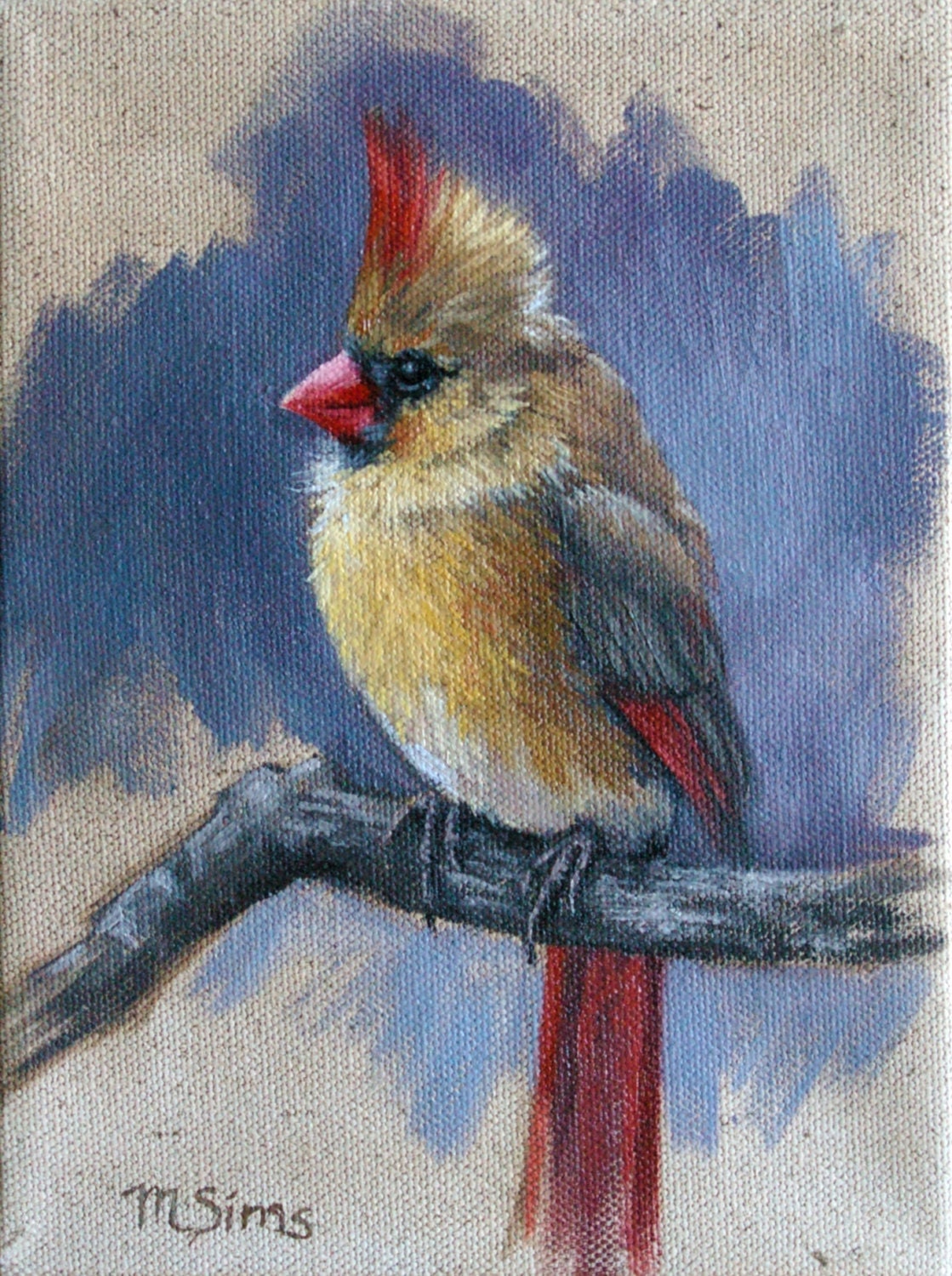 Female Cardinal Bird Painting Open Edition Print - Etsy