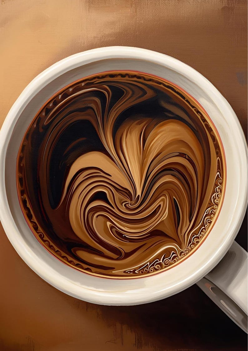 Abstract Latte Art Prints: Coffee Bar Gallery Wall Set (digital ...