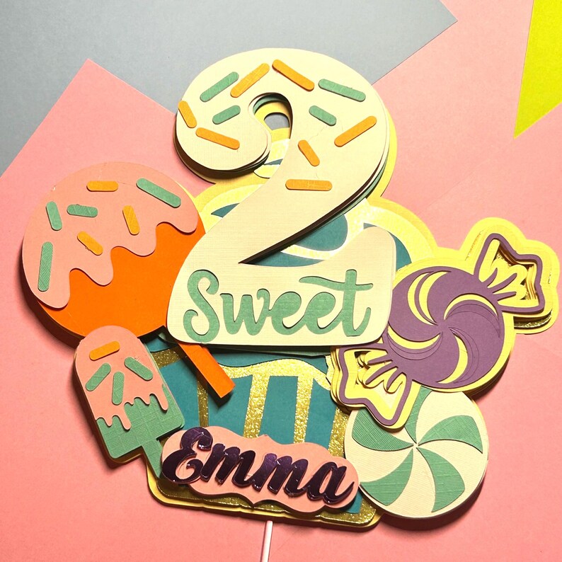 Two Sweet 3D Cake Topper, 2nd Birthday, Candyland Theme Birthday Party ...