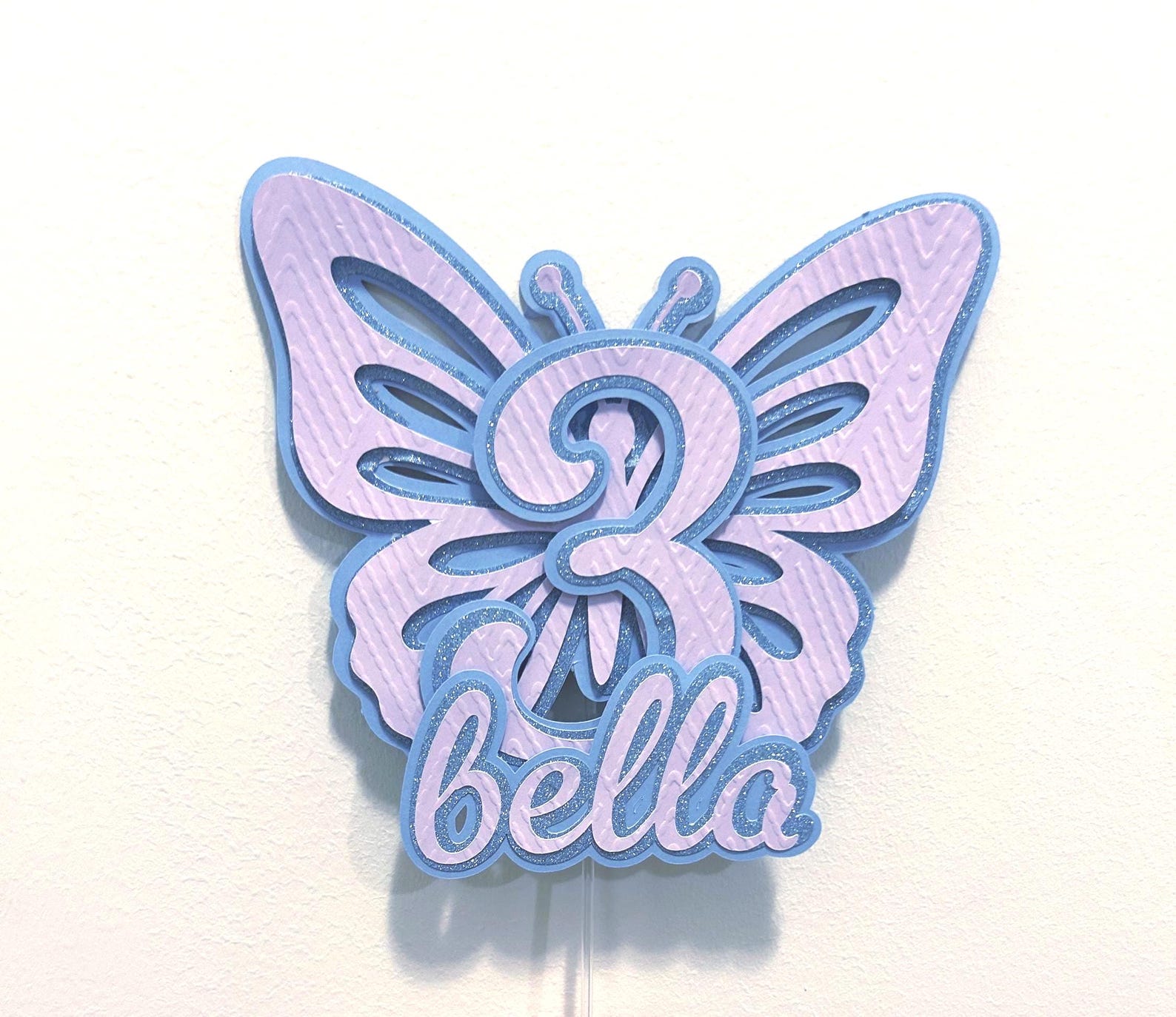 Personalized Butterfly Cake Topper | Pastel Glitter Birthday Decoration ...