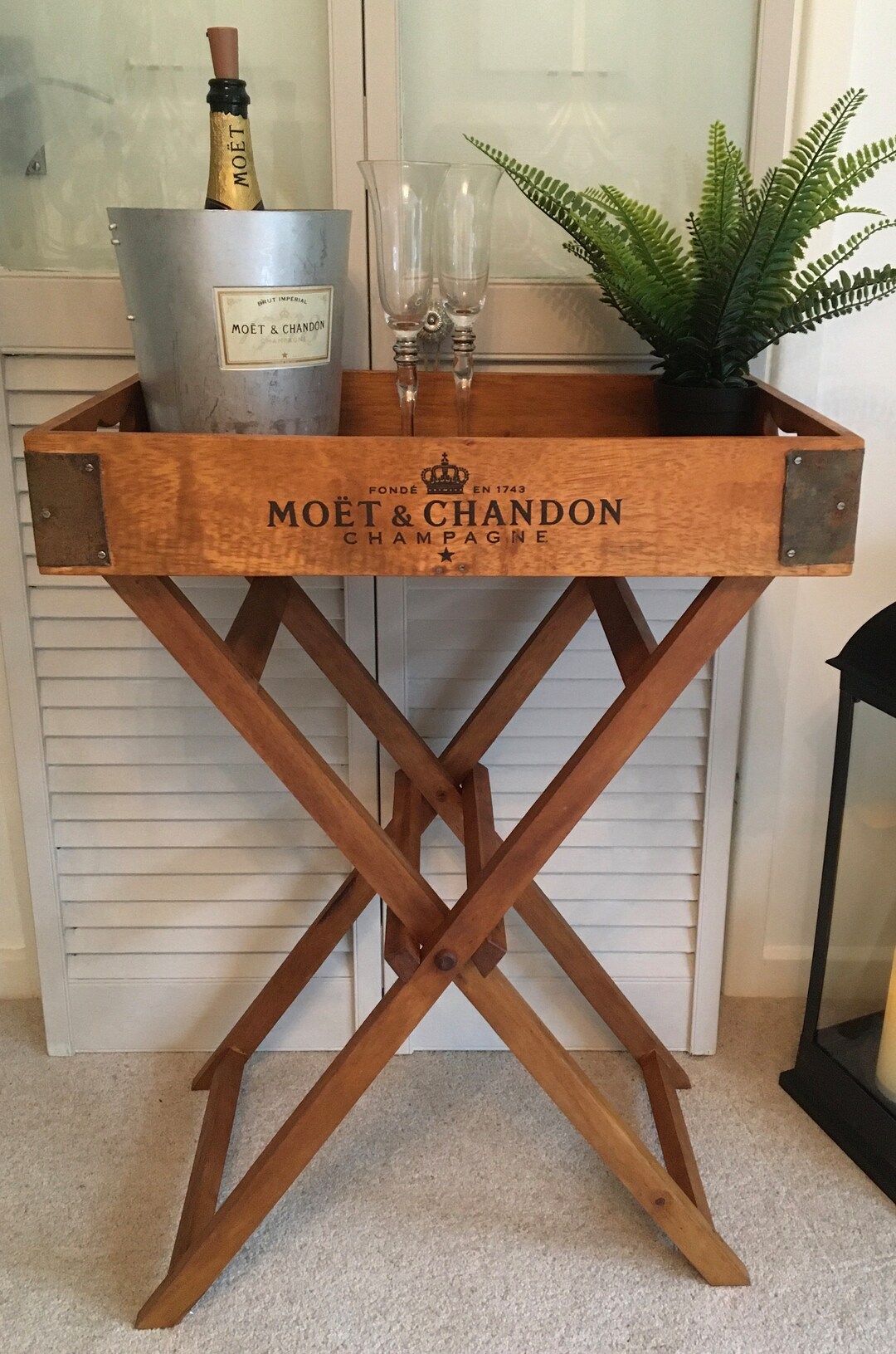 Moet Chandon Butler Tray / Side Table Fold up Legs - Etsy