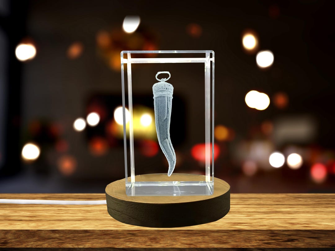 3D Cornicello Crystal Award – Engraved Italian Luck Charm Trophy, LED ...