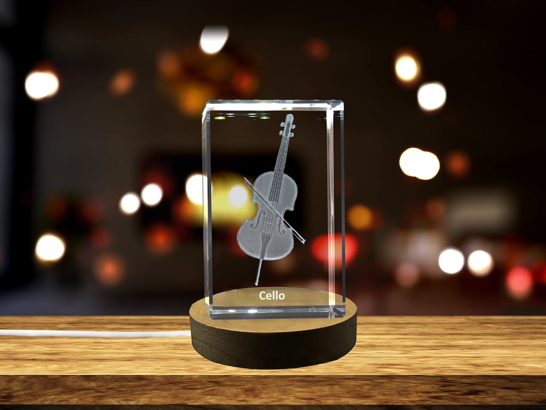 3D Engraved Crystal Cello: Musical Keepsake With LED Base - Etsy