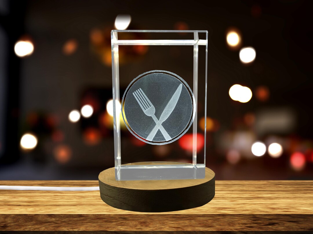 Fork and Knife Crystal Trophy – 3D Engraved Culinary Keepsake for ...