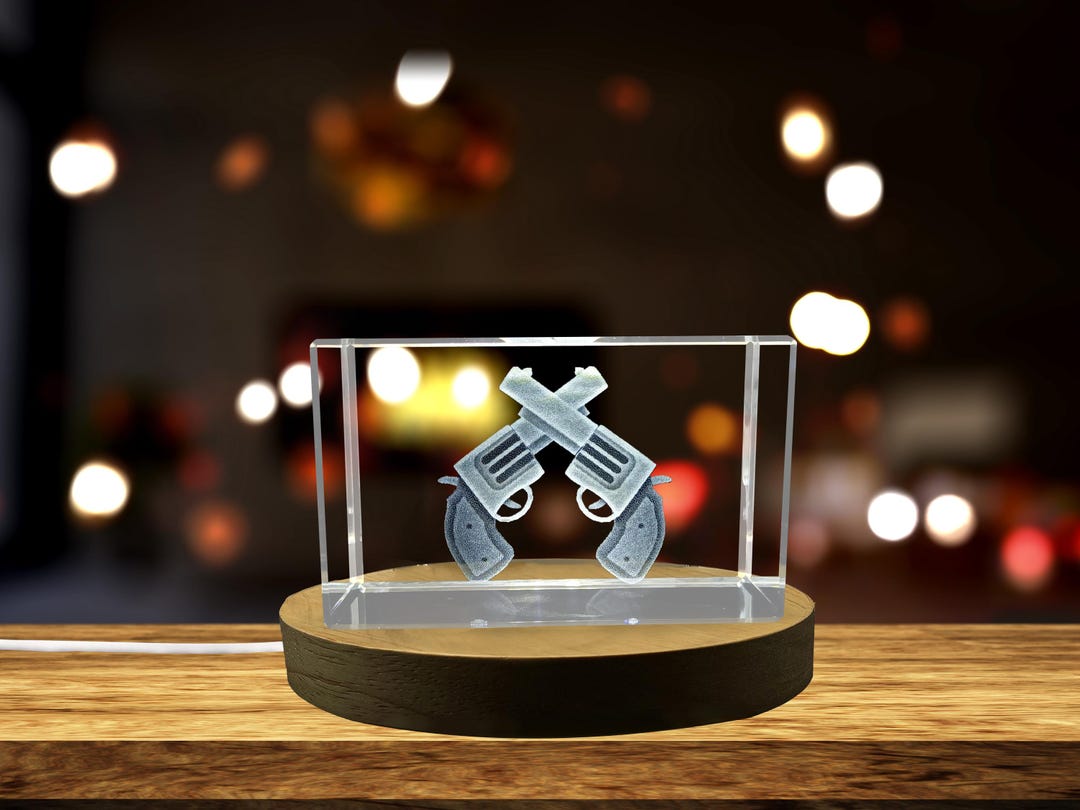 Guns 3D Engraved Crystal Trophy – Classic Firearms Western Recognition ...
