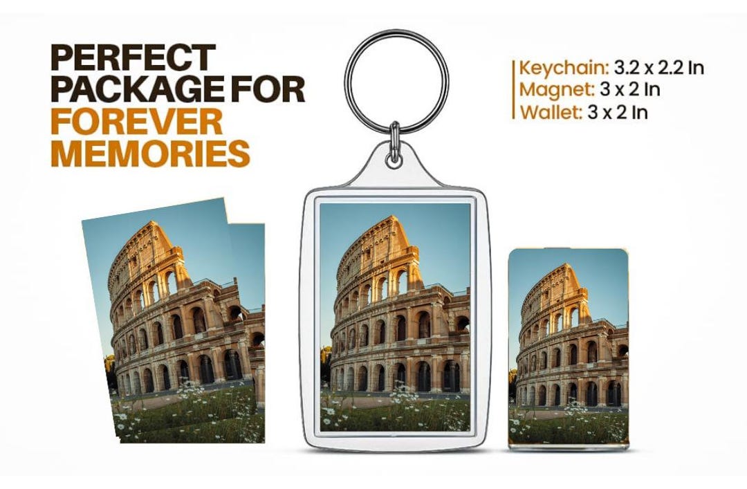 Colosseum Gift Set – Rome Keychain, Magnet and Photo Wallets – Ancient ...