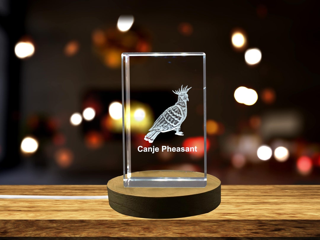 Canje Pheasant 3D Engraved Crystal 3D Engraved Crystal Keepsake/gift ...