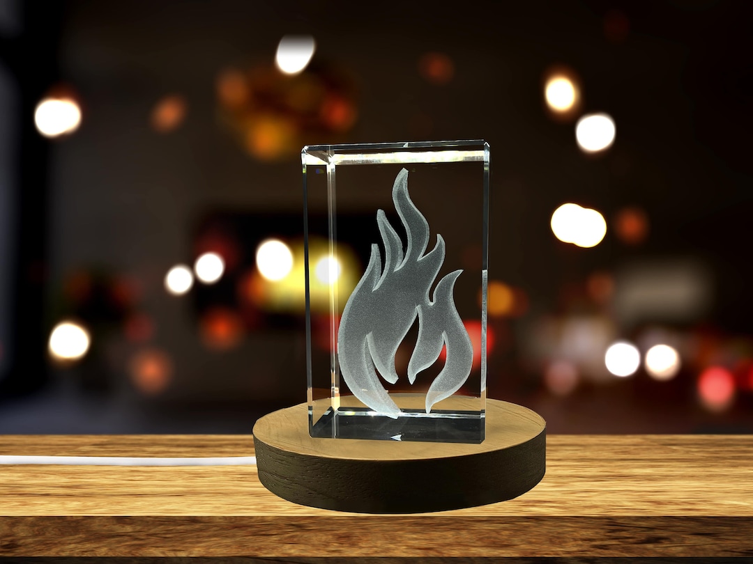Fire-flame-art | 3d-engraved-crystal-keepsake | Gift/decor| Collectible ...