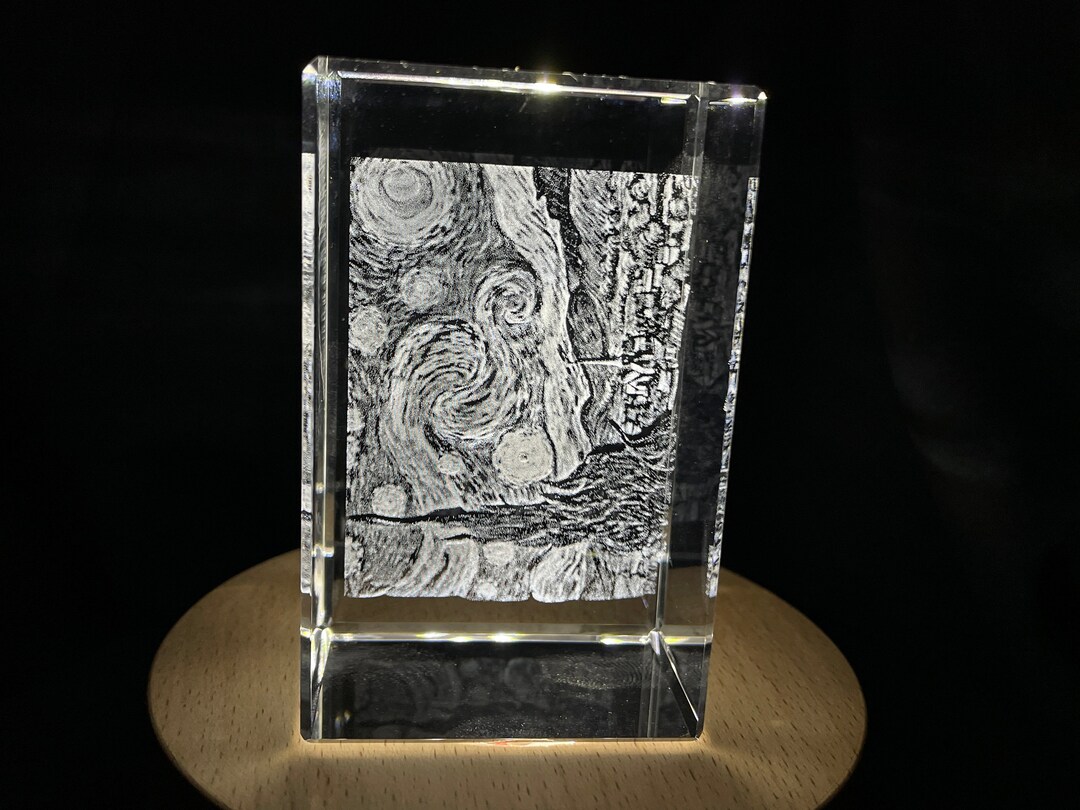 The Starry Night 3D Engraved Crystal Decor - Etsy