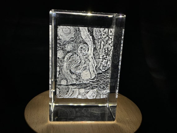The Starry Night 3D Engraved Crystal Decor | Etsy