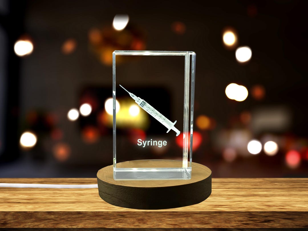 Syringe Crystal Trophy – 3D Engraved Recognition Gift, Precision and ...