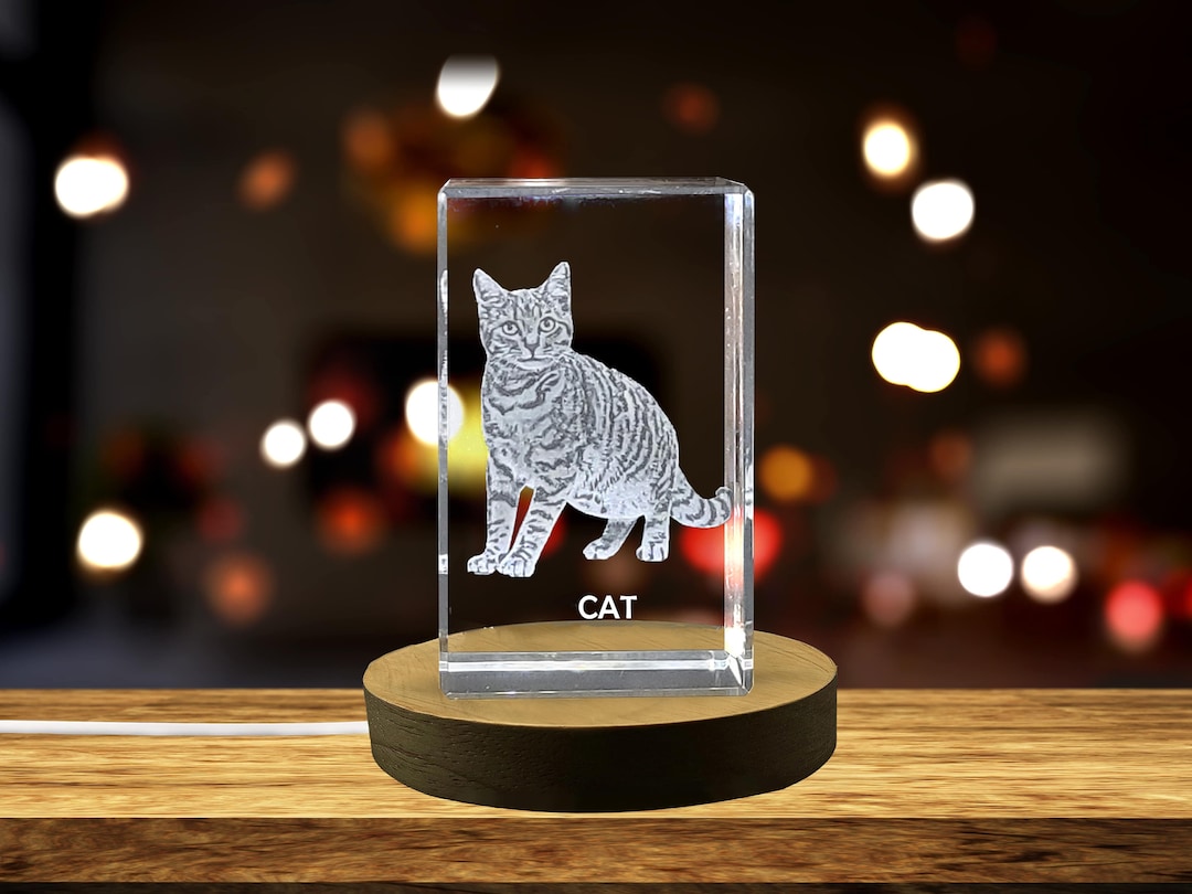 Unique 3D Engraved Crystal With Cat Design - Perfect Gift for Cat ...