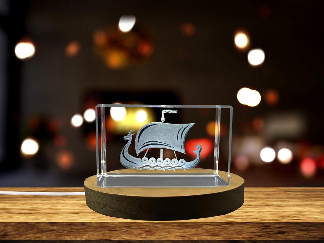 Drakkar Crystal Trophy – 3D Engraved Viking Ship Keepsake for ...