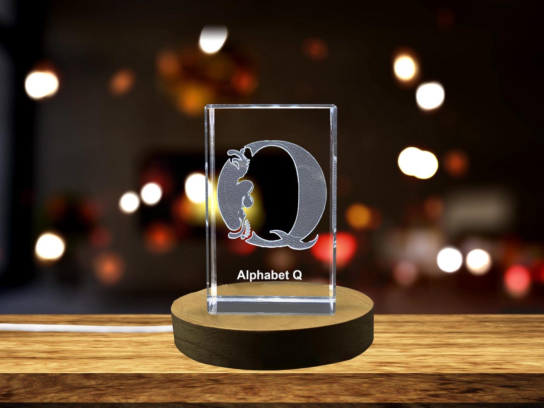 Crystal Letter Q 3D Engraved Trophy – Personalized Recognition ...