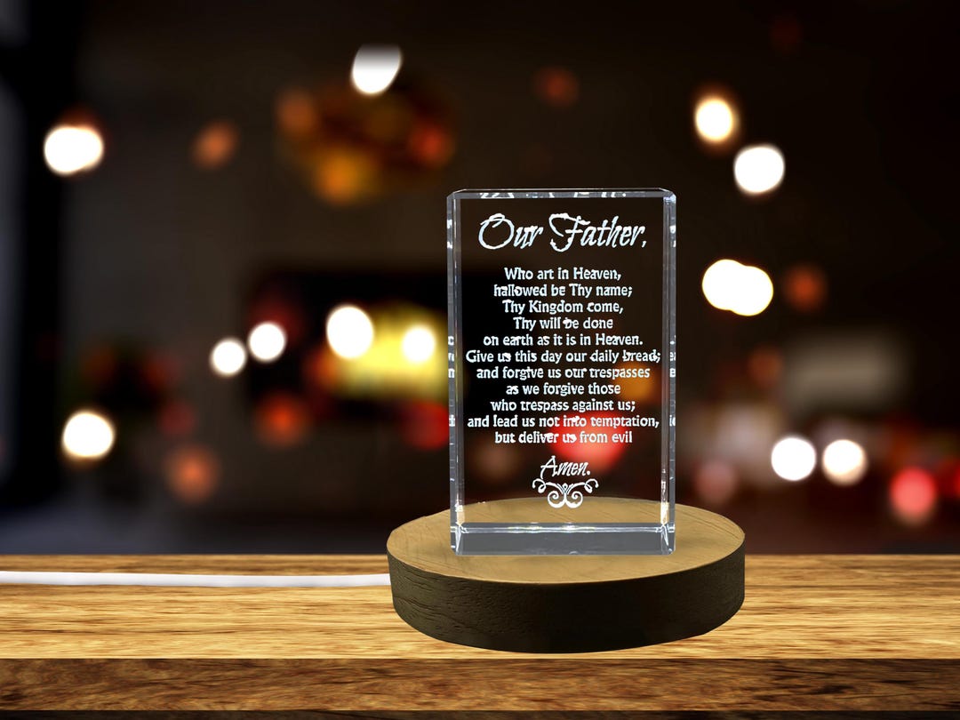 The Lord's Prayer Engraved Crystal Keepsake - the Our Father Prayer ...