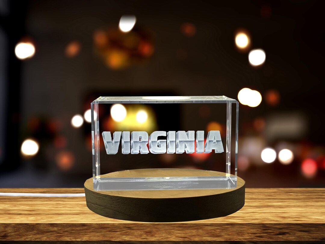 Virginia | Names Art 3D Engraved Crystal - Etsy