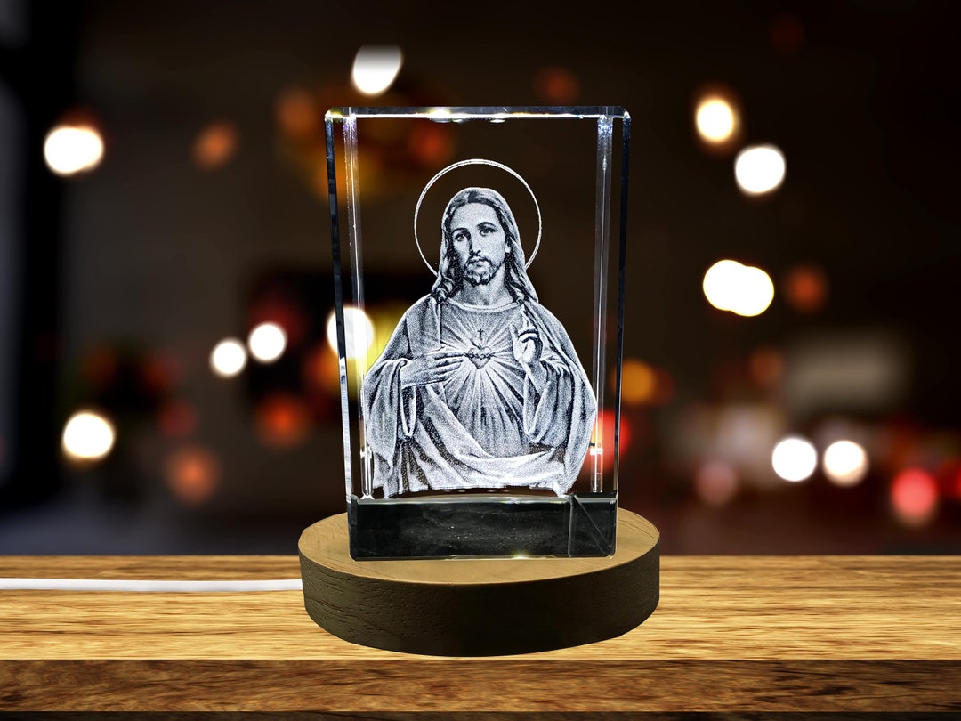3D Crystal Home Decor Jesus Figurine Statue With LED Light - Trophy ...