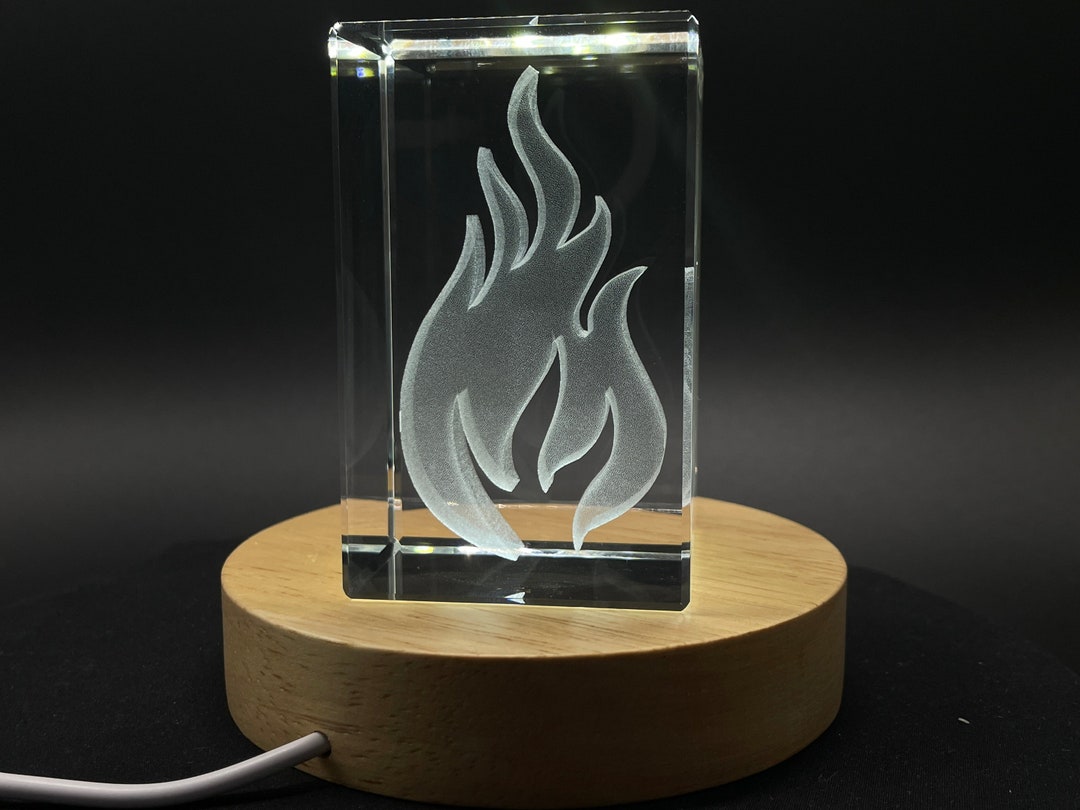 Fire-flame-art 3d-engraved-crystal-keepsake Gift/decor - Etsy