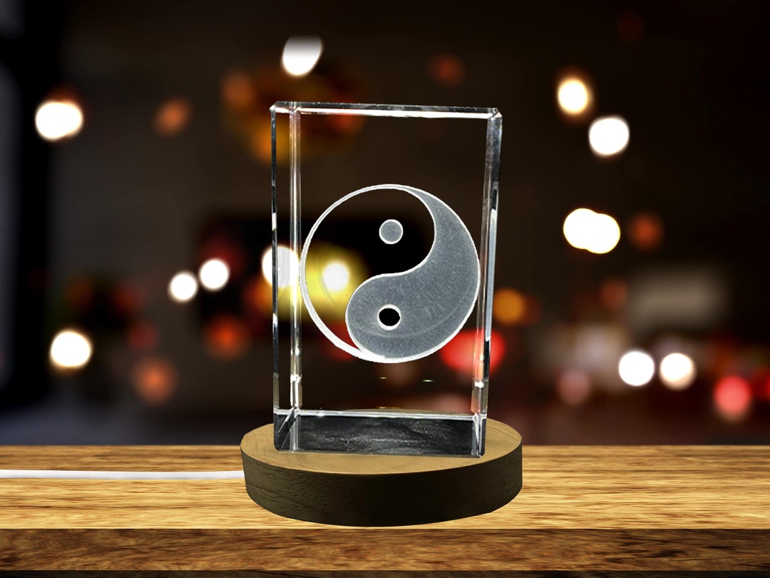 Yin Yang 3D Engraved Crystal Decor - Unique Recognition Gift ...