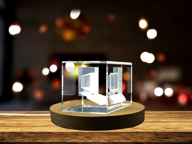 Desktop 3D Engraved Crystal Award – Technology Collection Trophy, LED ...