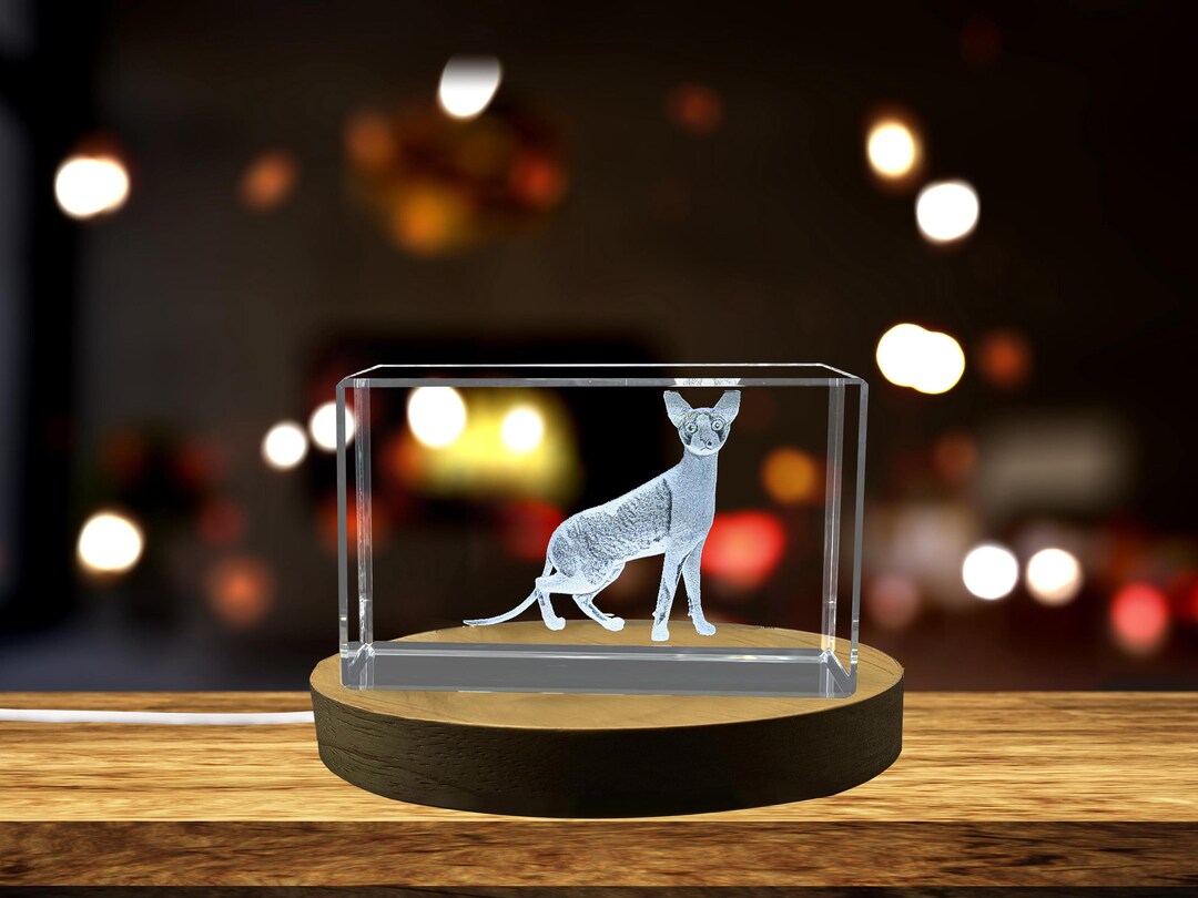 3D Crystal Cornish Rex Cat Sculpture - LED Light - Personalized Pet ...