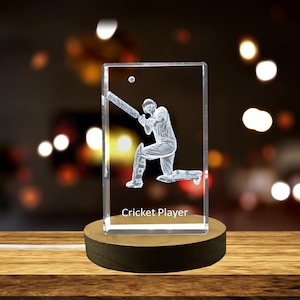 Cricket Player 3D Engraved Crystal 3D Engraved Crystal Keepsake/gift ...