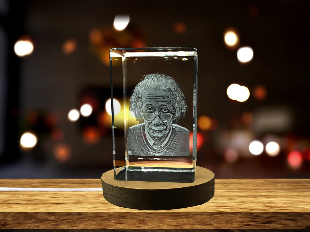 Einstein-art | 3d-engraved-crystal-keepsake | Gift-for-a-scientist ...