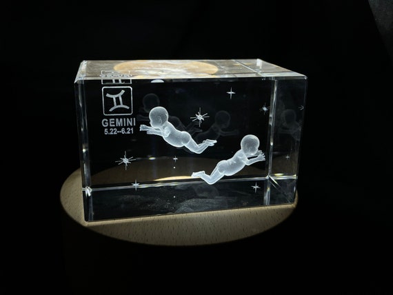 Gemini Zodiac Sign 3D Engraved Crystal Keepsake Gift - Etsy